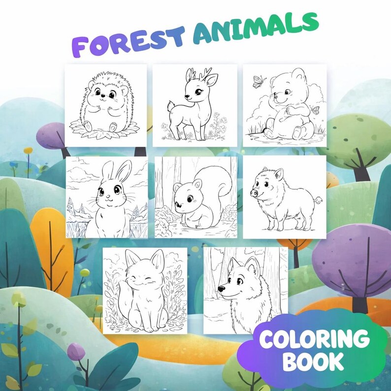 Forest Animals Coloring Book PDF – Printable Forest Animals Coloring ...
