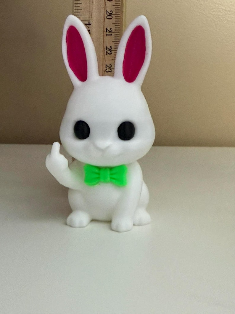 Middle Finger Rabbit (green Bow) 4" - Etsy