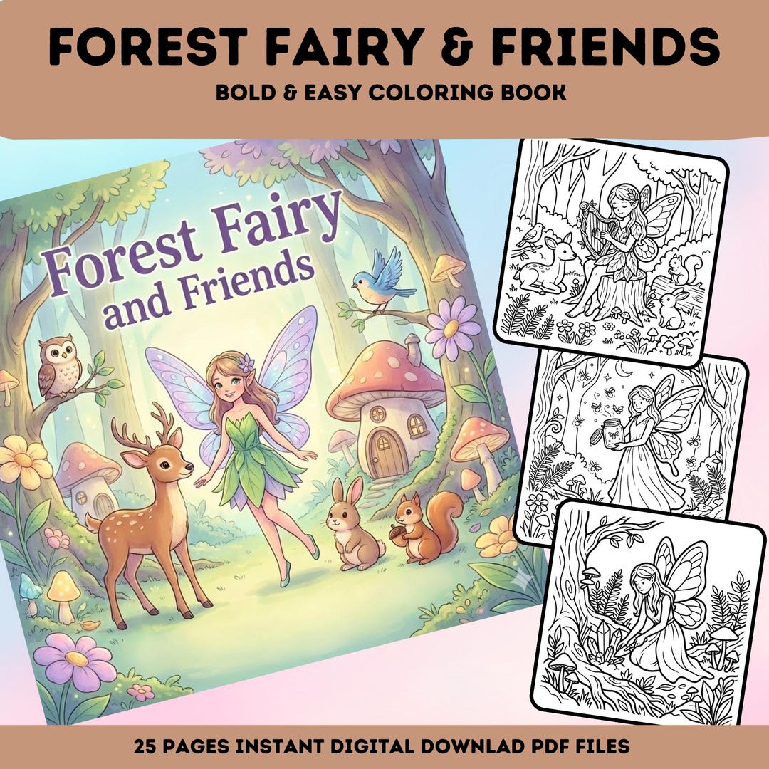 Fairy Magic Coloring Book – Cozy Friends, Bold & Easy Cute Fairy ...