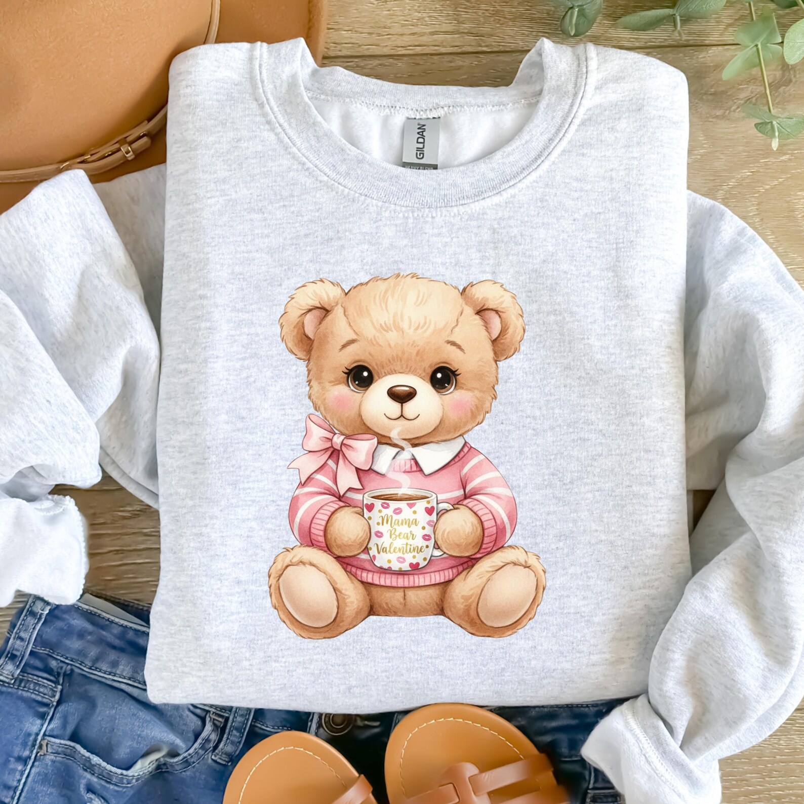 Preppy Valentine Teddy Bear PNG, Cute Mama Bear Coffee | Sublimation ...