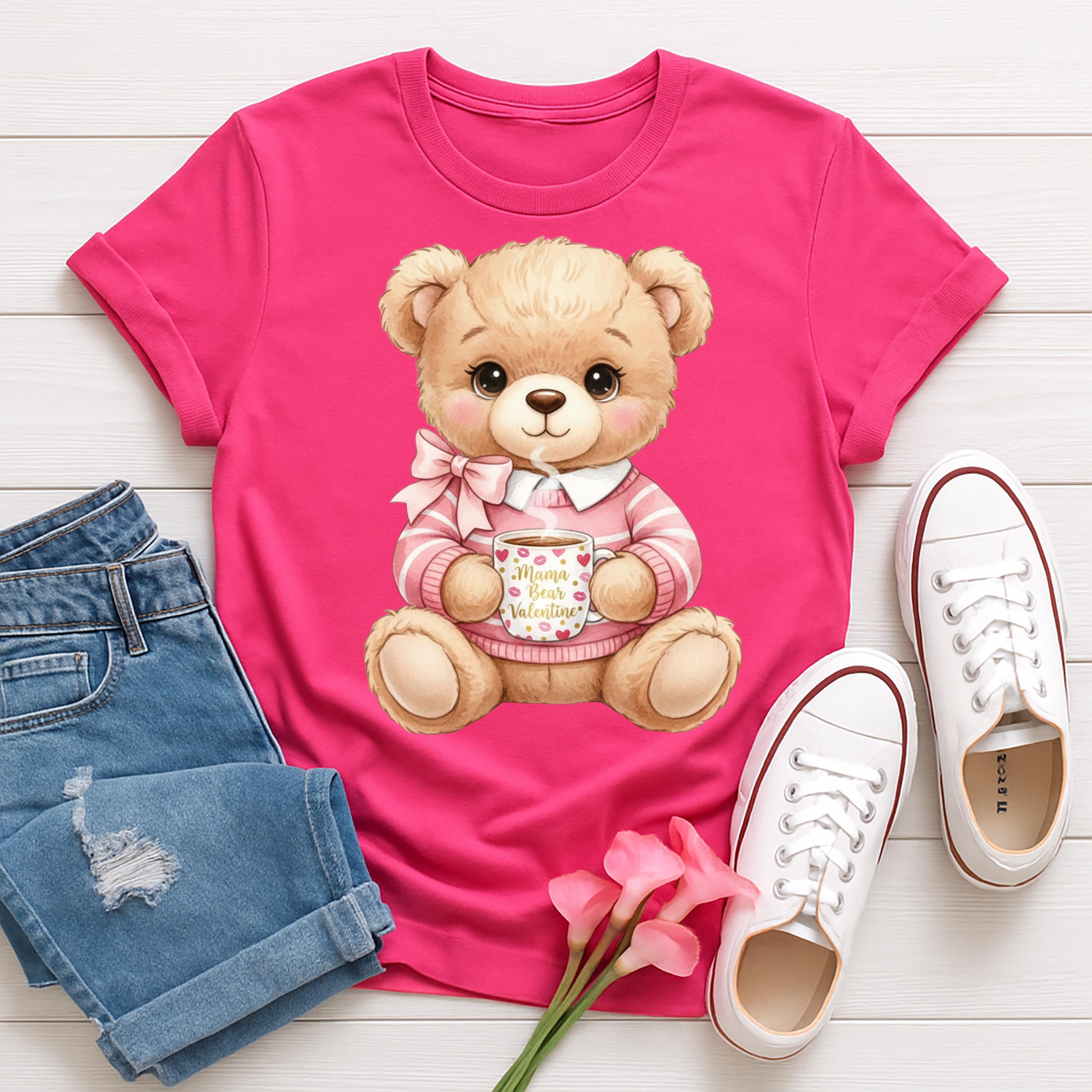 Preppy Valentine Teddy Bear PNG, Cute Mama Bear Coffee | Sublimation ...
