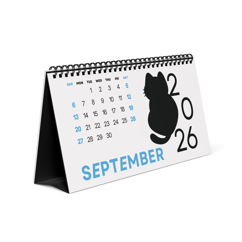 Cute Cat Desk Calendar for 2026, Minimalist Child-friendly Decor, Cat ...