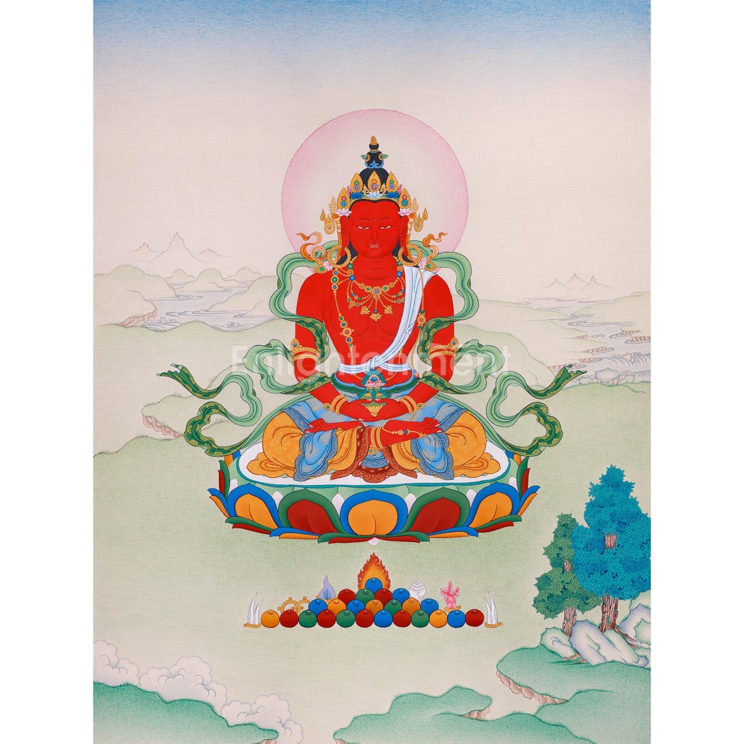 Authentic Hand-painted Amitayus Buddha Thangka | Symbol of Longevity ...