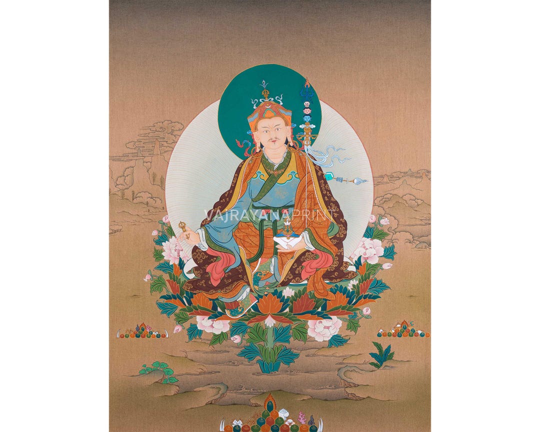 Traditional Padmasambhava Thangka Print | Guru Rinpoche, the Lotus Born ...