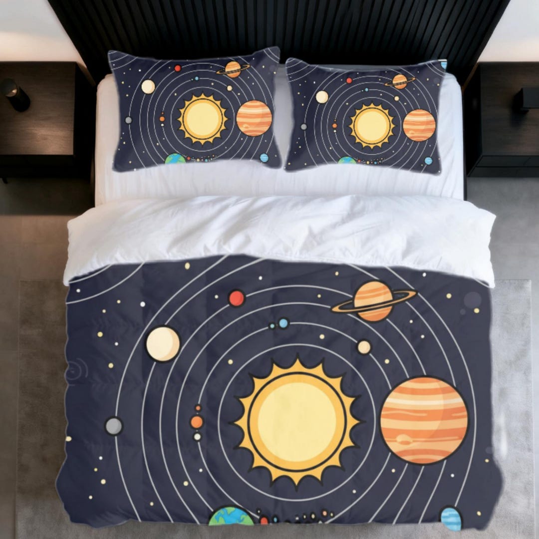 Solar System Cotton Duvet Cover Set, Planets Space Science Aesthetic ...