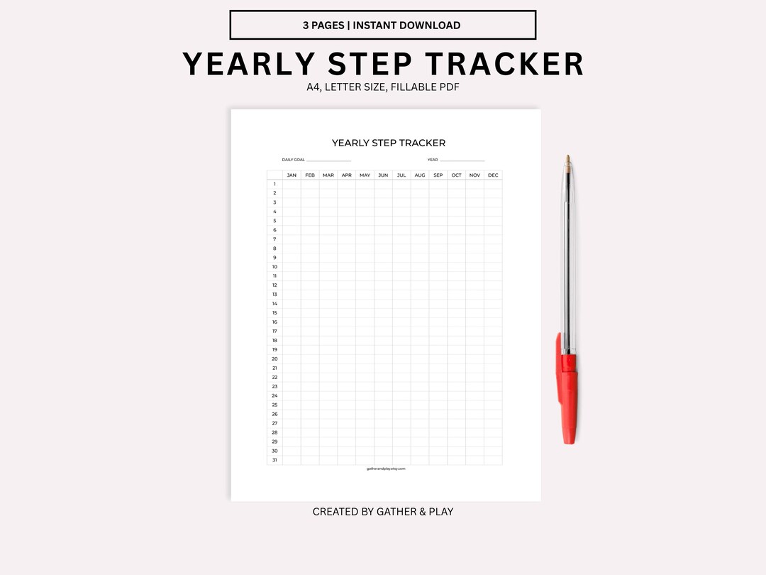 365-day Step Tracker | Fillable Walking Log (digital Download) - Etsy