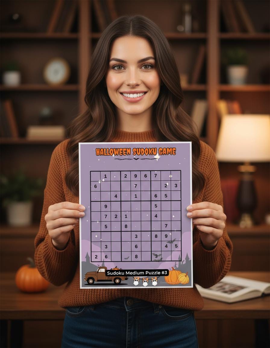 Halloween Themed Sudoku Printable Game Pack - 15 Puzzles and Solutions ...