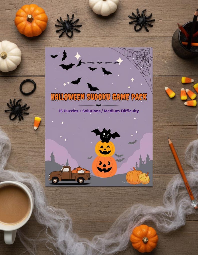 Halloween Themed Sudoku Printable Game Pack - 15 Puzzles and Solutions ...