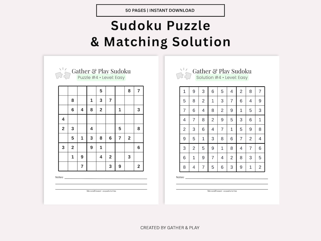 Sudoku Easy Edition, 25 Printable Sudoku Puzzles + Solutions, Letter ...