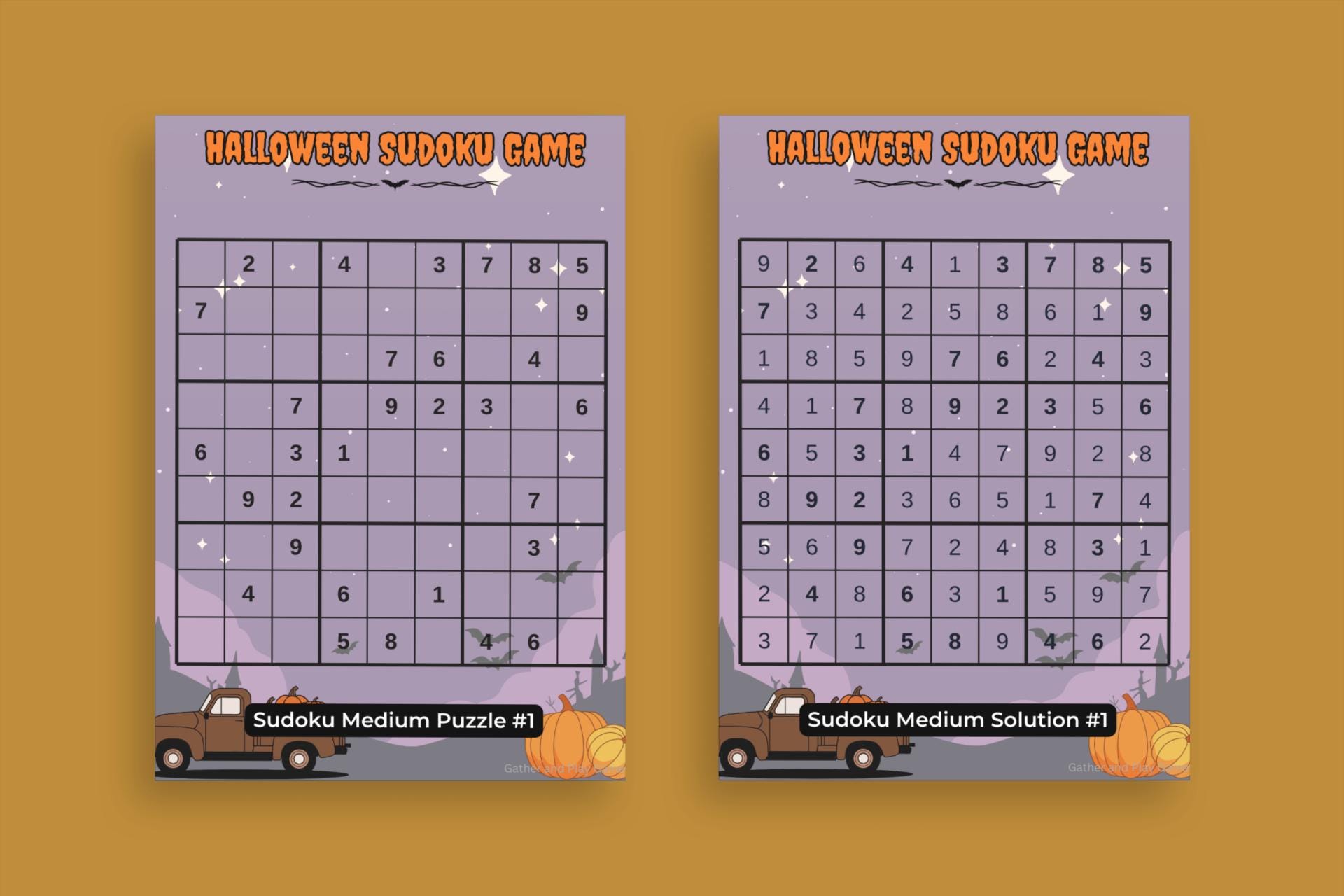 Halloween Themed Sudoku Printable Game Pack - 15 Puzzles and Solutions ...