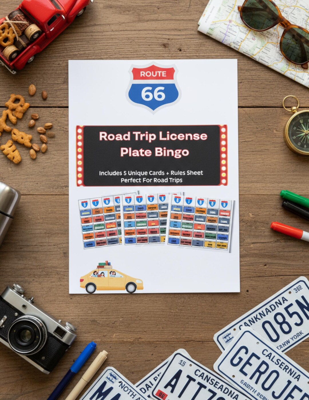 Road Trip License Plate Bingo Game: 5 Unique Printable Cards (PDF) - Etsy