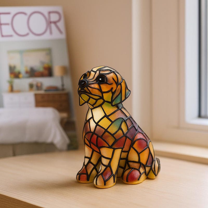 Stained Glass Puppy Lamp - Etsy