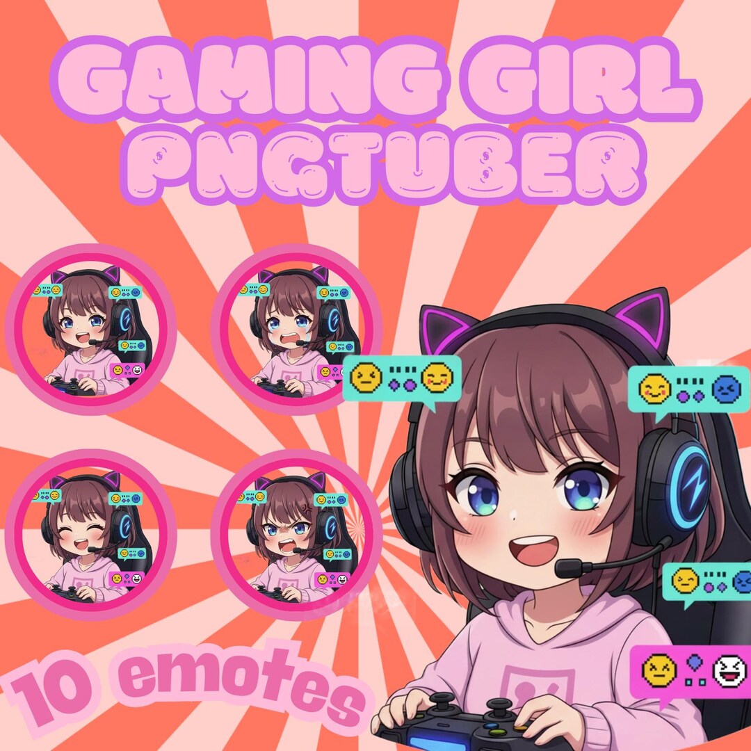 Gaming Girl Pngtuber - Cute Gaming Girl Vtuber - Pngtuber Model 10 ...