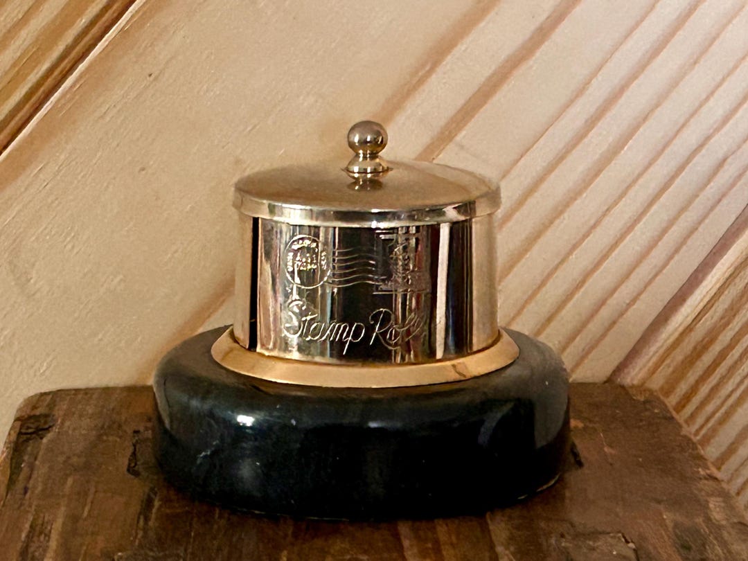 Brass Postage Stamp Roll Dispenser Marble Base Desk Accessory Roll of ...