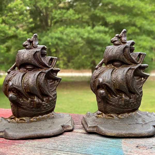 Mid Century Brass Ship Bookends - Etsy