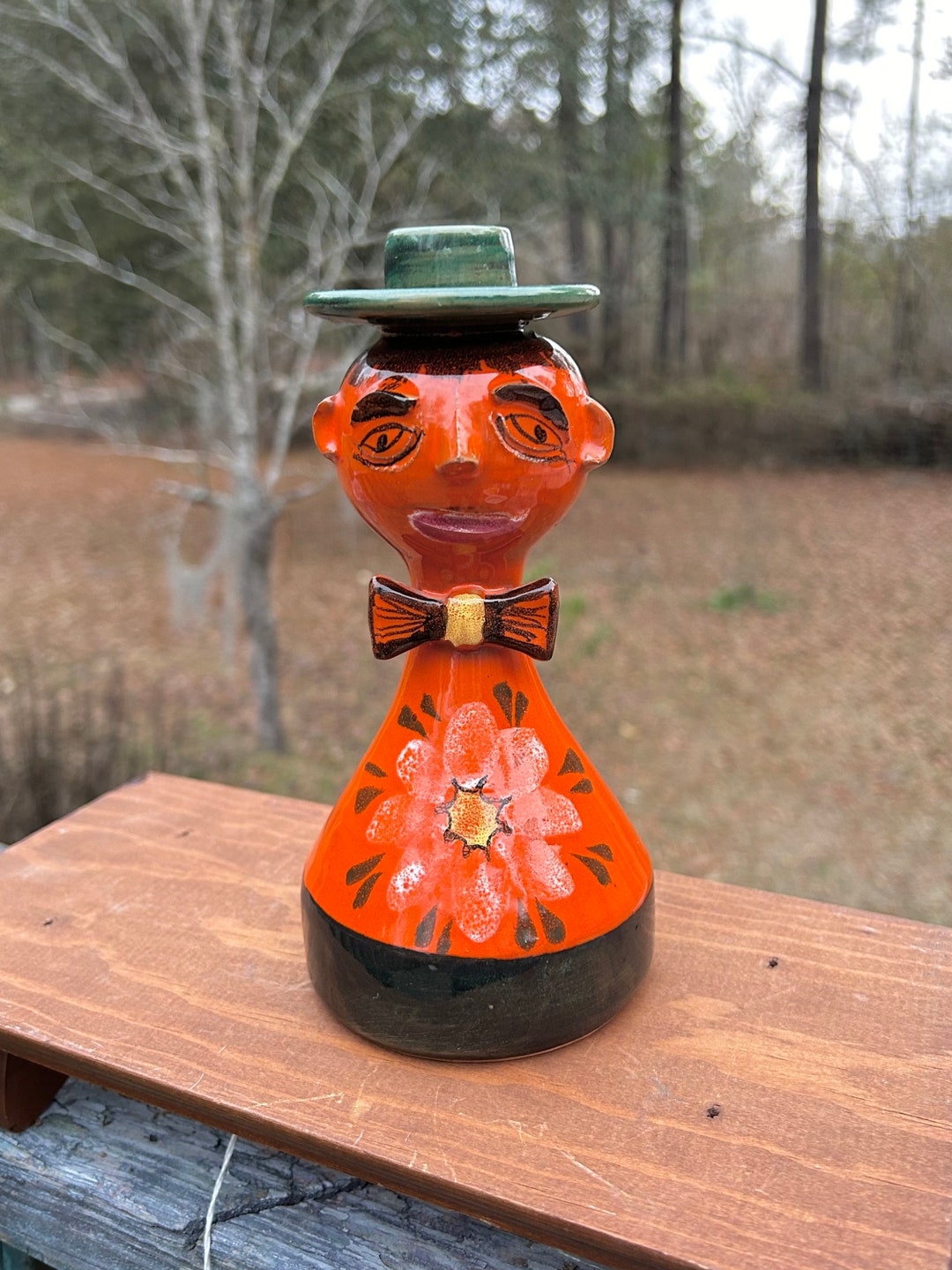 Italian Figural Man Candleholder Italy Pottery Bow Tie Funky Man ...
