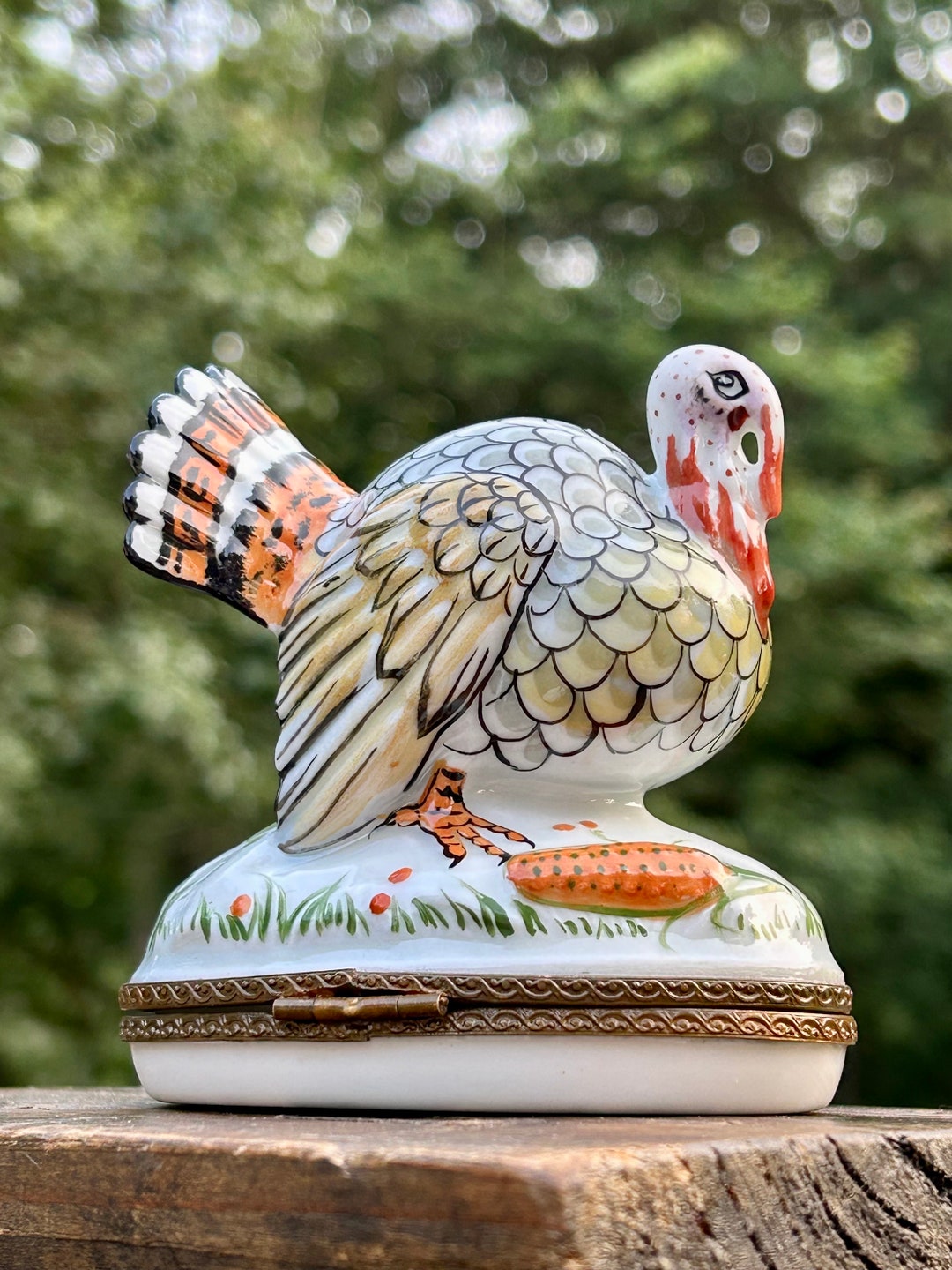 Turkey Trinket Box Limoges France Authentic Porcelain Turkey Figurine ...