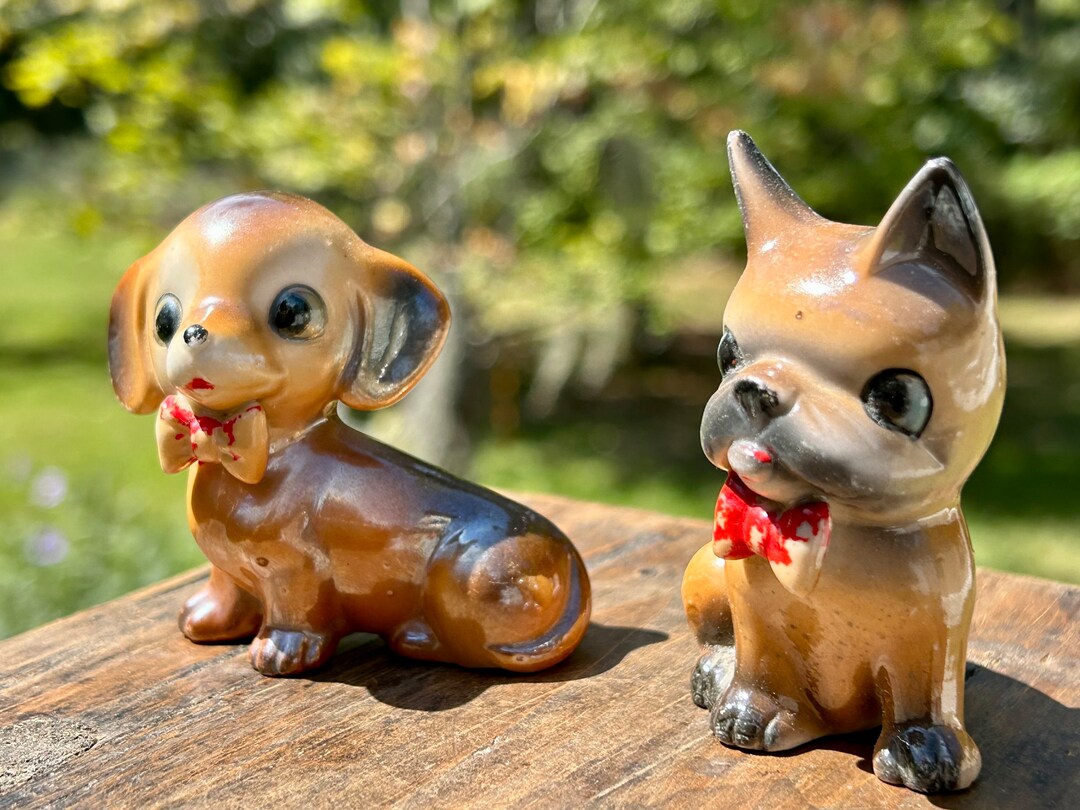 Boxer & Dachshund Figurines Ceramic Dog Figure Dog Collectible ...
