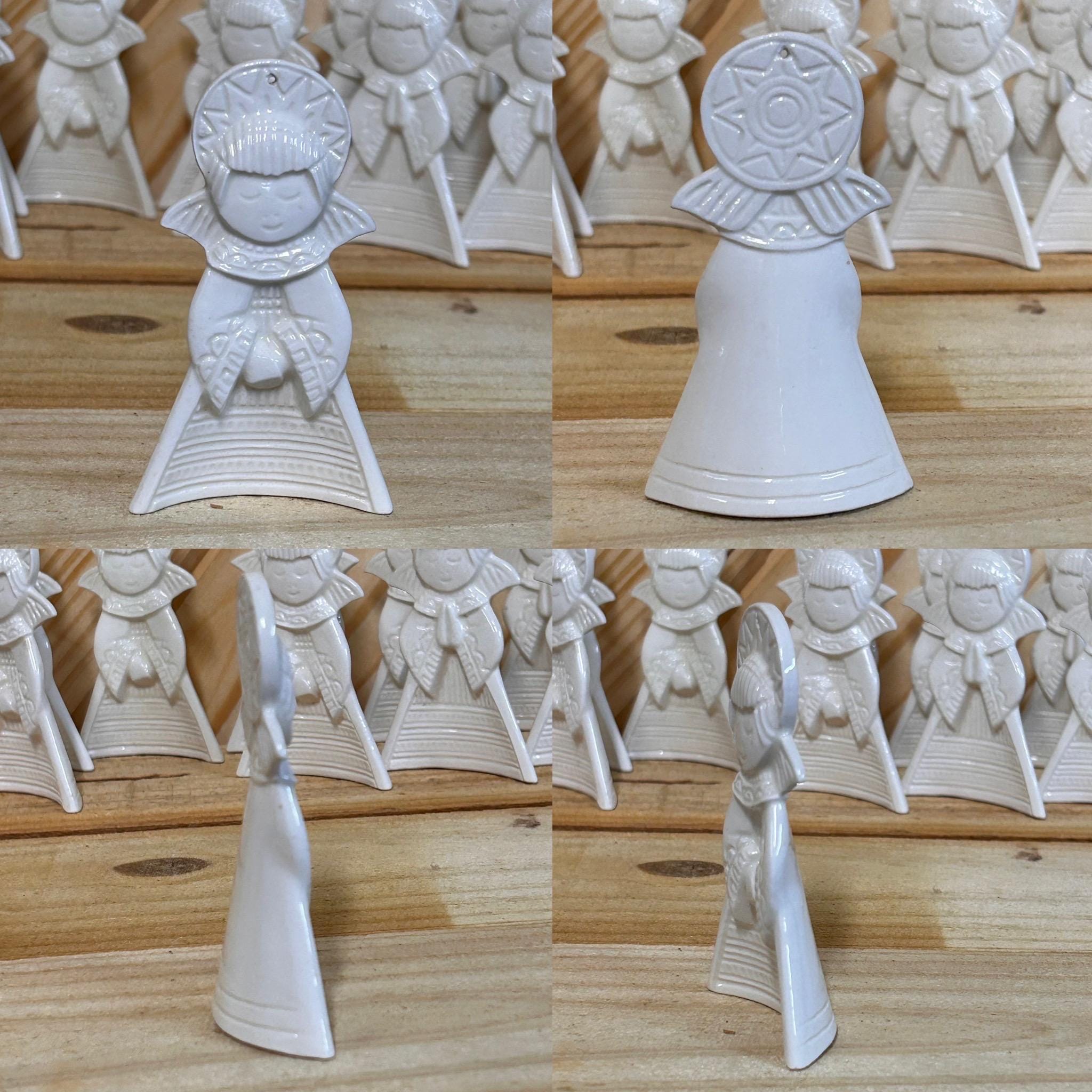 Porcelain Christmas Angel Ornaments Elegant White Holiday Decor Set of ...
