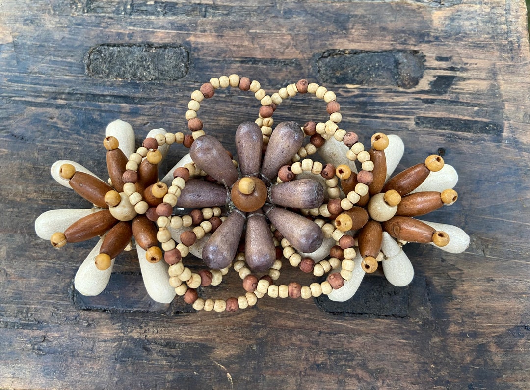 Boho Beaded Hair Clip Tropical Tiki Vibes Wooden Bead Hair Barrette ...