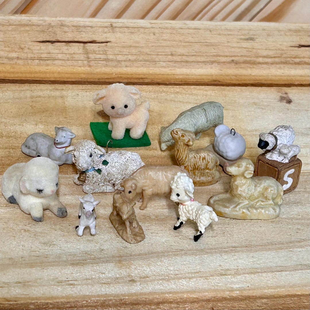 Set of 13 Sheep Lamb Figurines Various Sheep Figures Perfect Shadowbox ...