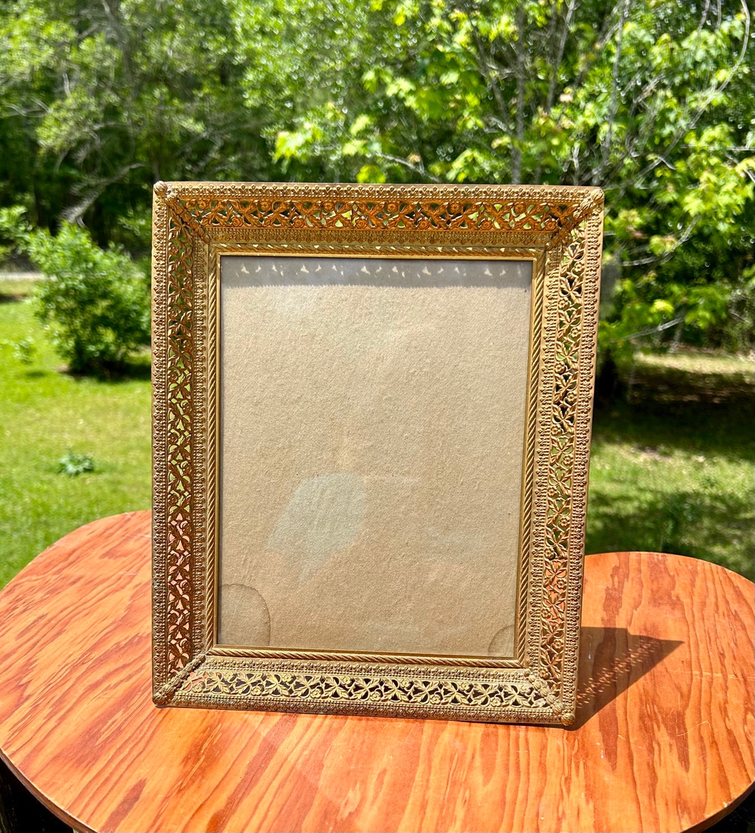 Gold Ornate Filigree Picture Frame With Glass Gold Photograph Wall Or