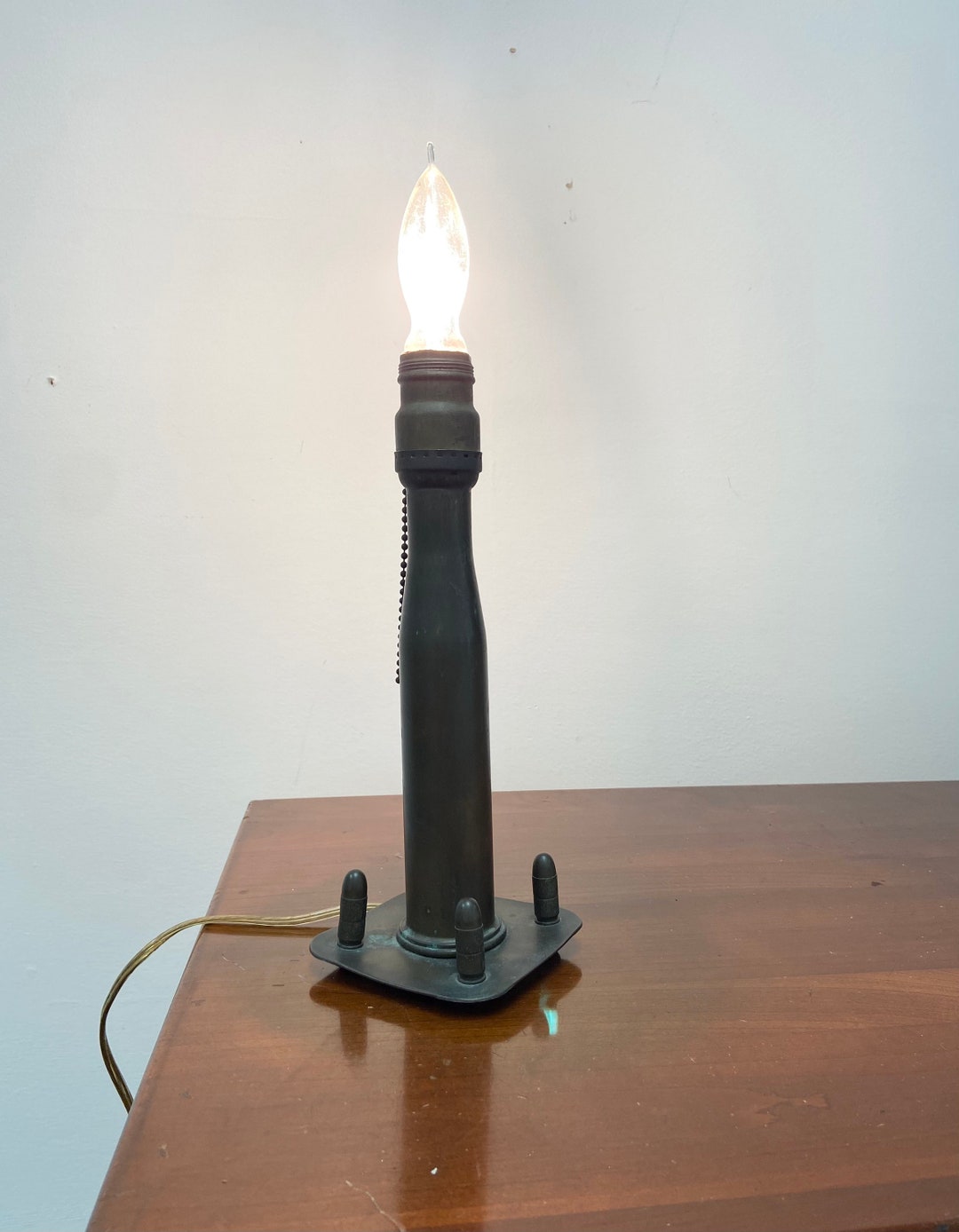 Artillery Shell Table Lamp, Trench Art Lighting, Vintage WWII Artillery ...