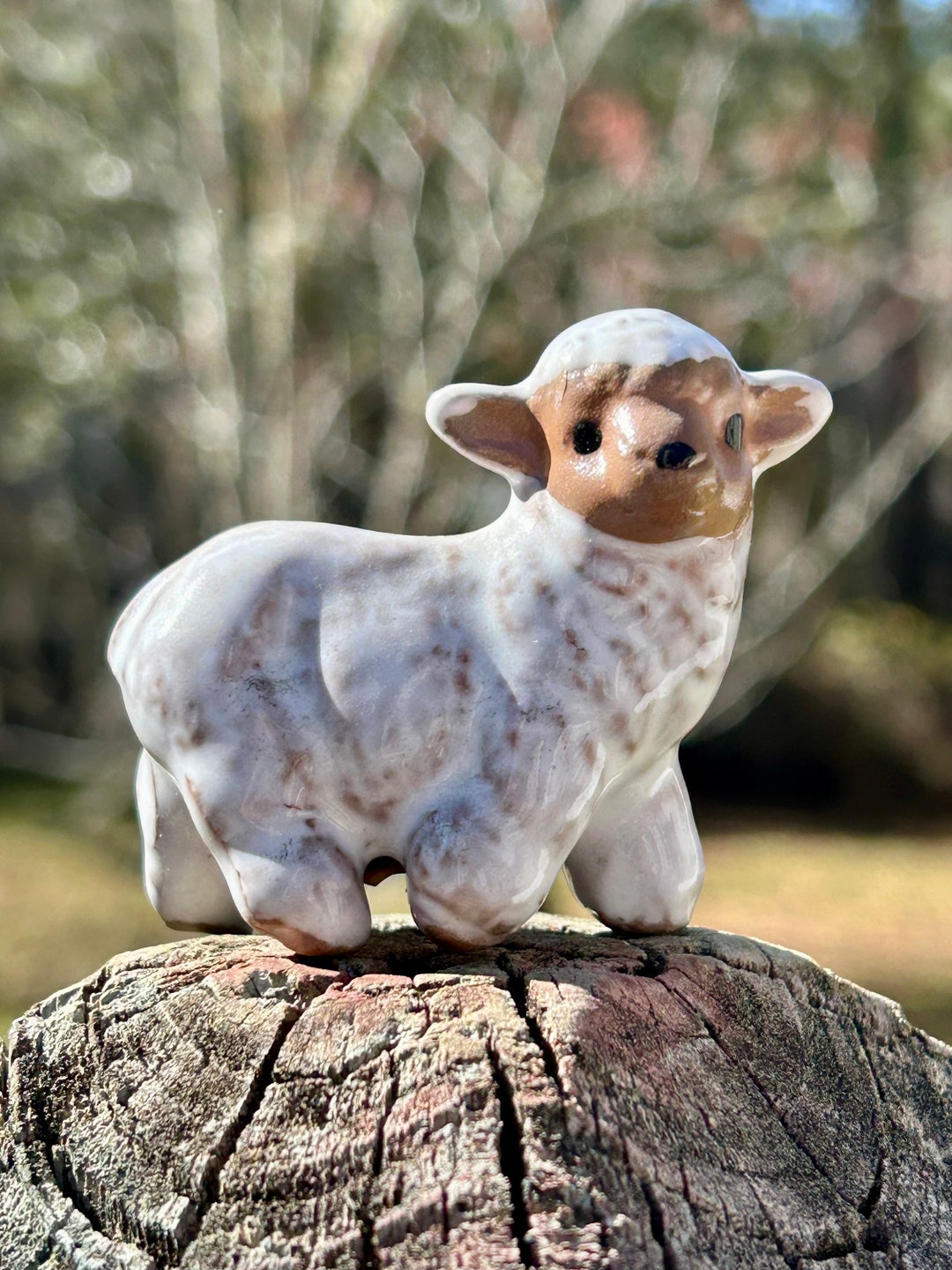 Napco Lamb Figurine Ceramic Glazed Sheep Figurine Farmhouse Inspired ...