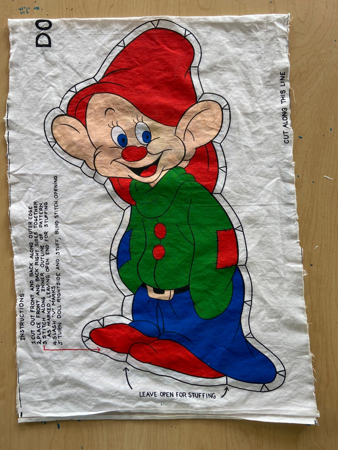 Dopey Pillow Cut Out, Fabric Panel Pillow to Stuff Front and Back ...