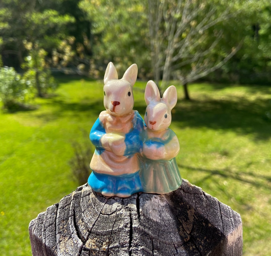 Mama Rabbit and Daughter Rabbit Figurine Bunny Figurine Bunny Knick ...