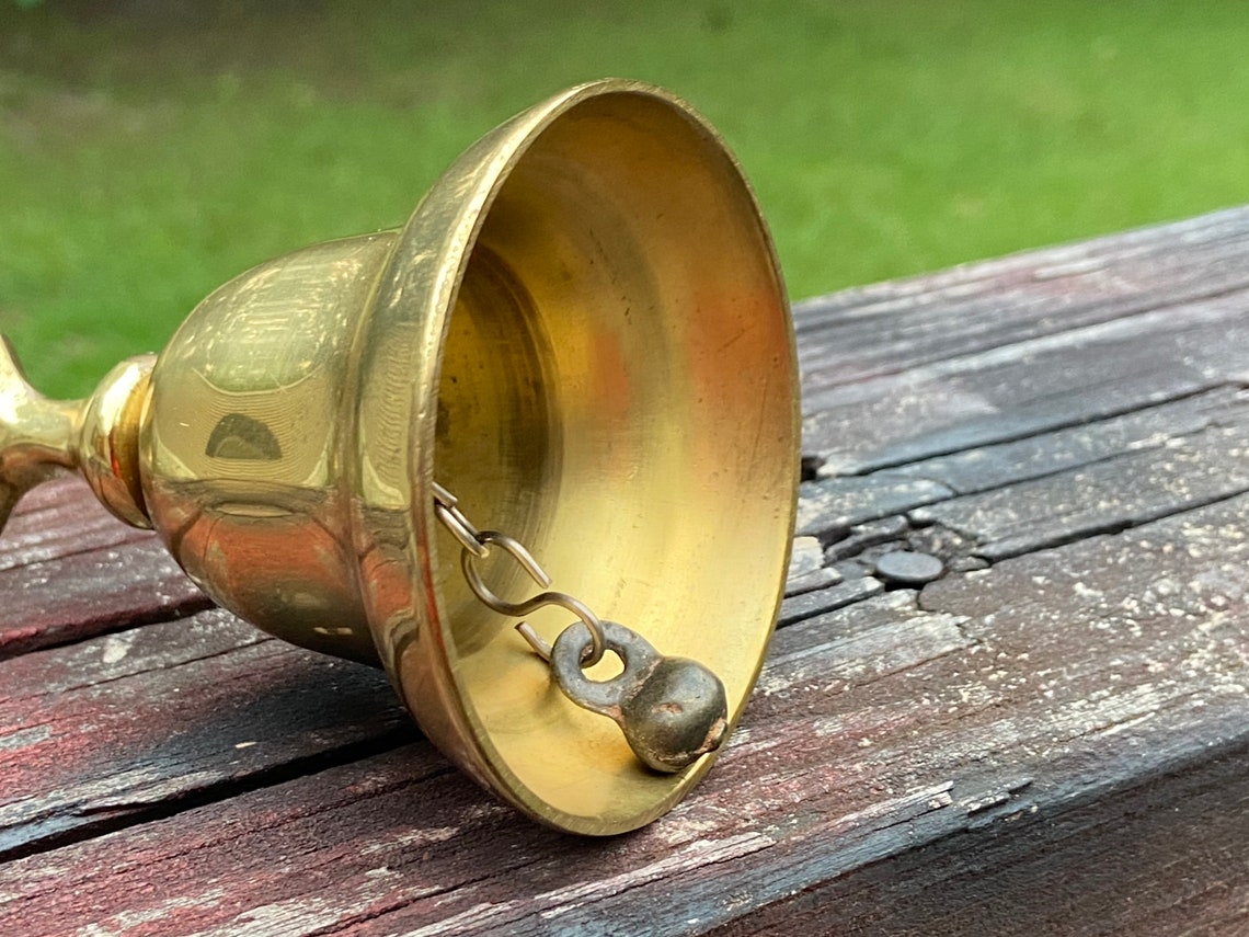 Brass Bell Hand Bell Loop Handle Brass Home Decor Etsy