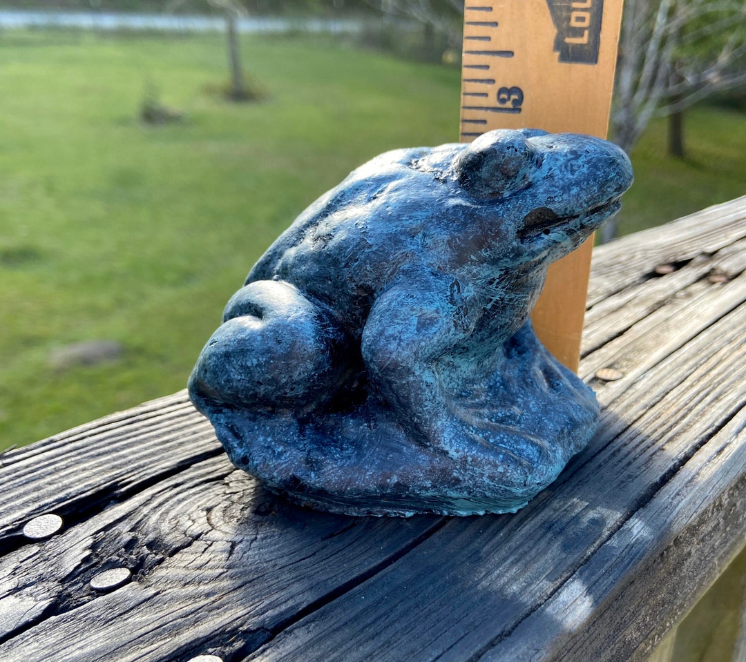 Cement Frog Statue Concrete Frog Hand Painted Verdigris Patina Toad ...