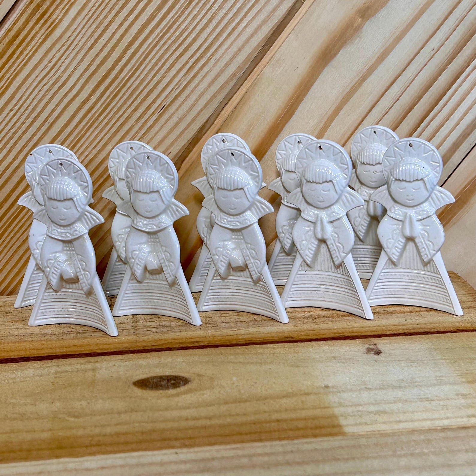 Porcelain Christmas Angel Ornaments Elegant White Holiday Decor Set of ...