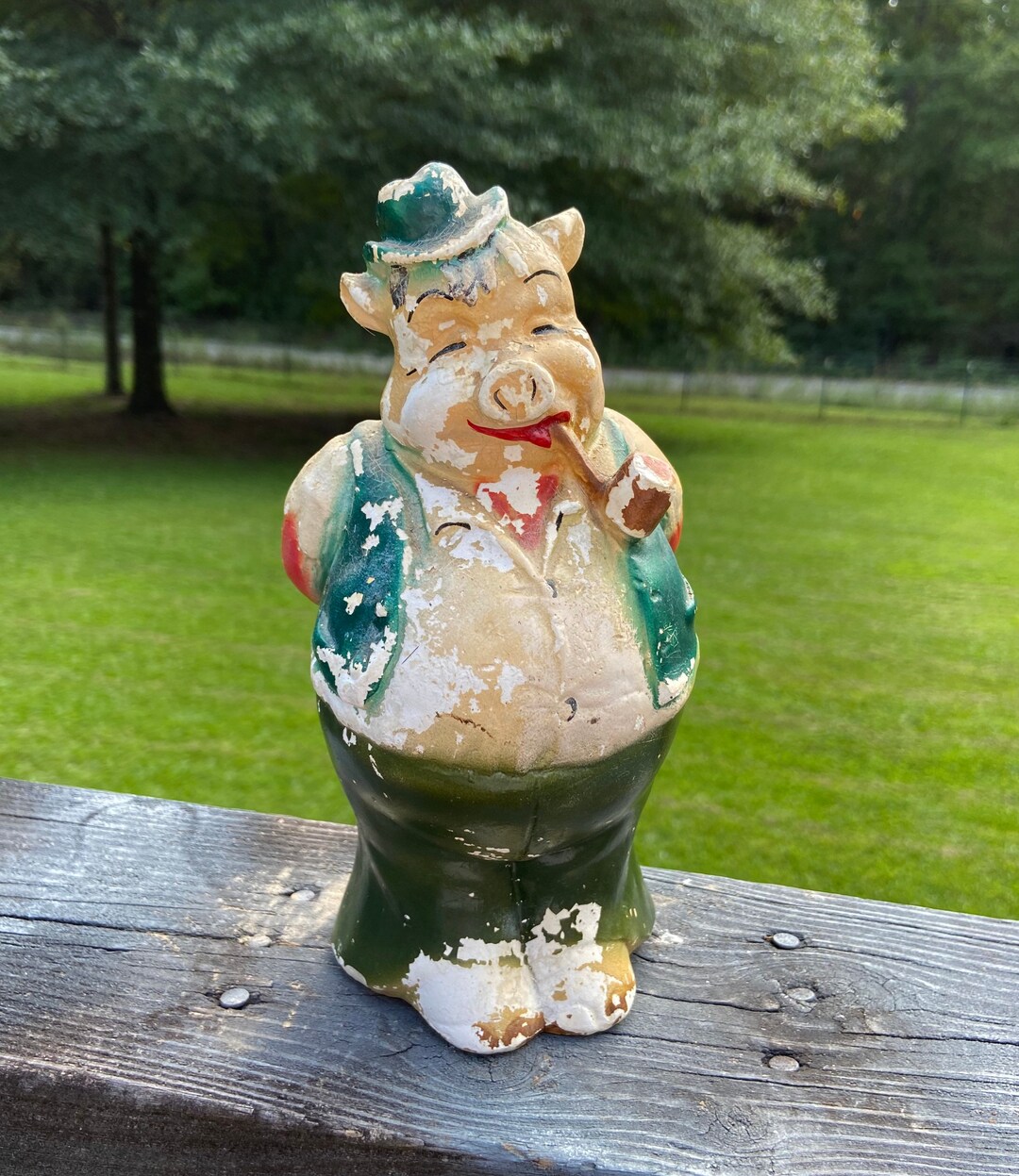 Carnival Prize Pig Statue Chalkware or Plaster Pig With Pipe - Etsy
