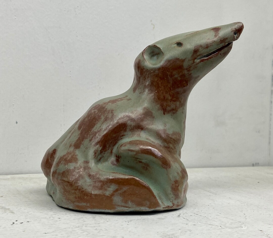 Green and Brown Rat Figurine Molded Clay Rat Statue Mouse Figurine Odd ...