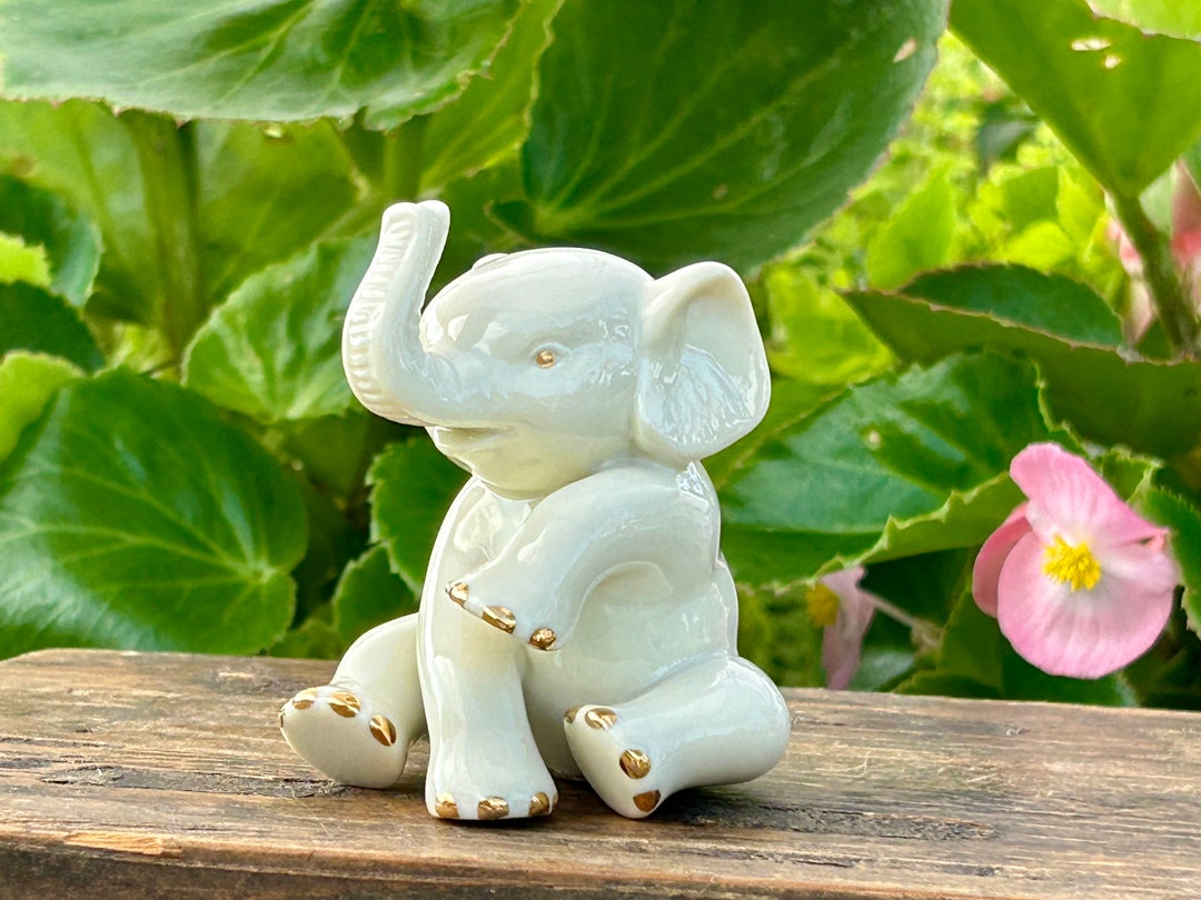 Lenox Elephant Porcelain Figurine Trunk up Feng Shui Good Energy White ...