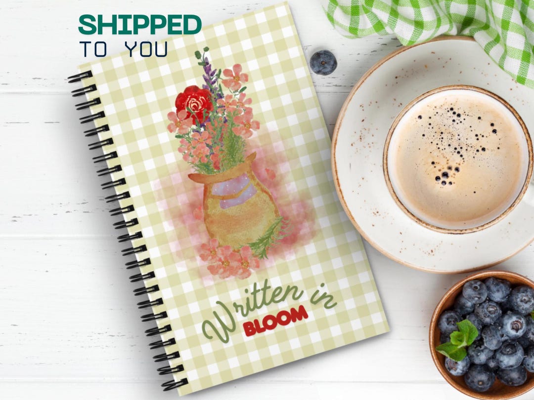 Spiral Notebook Cottagecore Hand Painted Design, Floral Dotted Journal ...