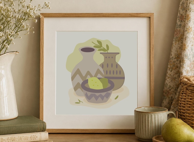 Cottagecore Pottery Printable Wall Art, Neutral Kitchen Decor Digital ...