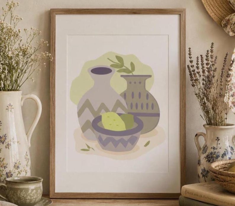 Cottagecore Pottery Printable Wall Art, Neutral Kitchen Decor Digital ...