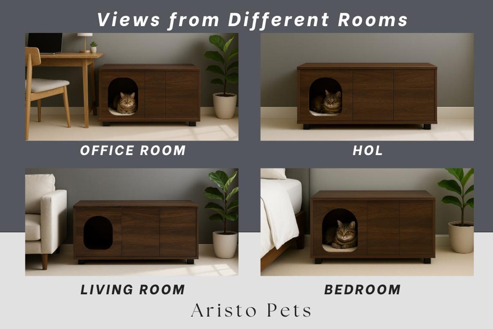 Handmade Wooden Cat Bed & Litter Box Enclosure – Modern Pet House ...
