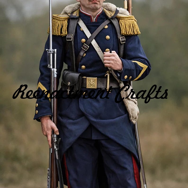 19th Century French Military Greatcoat: Blue Wool Infantry Uniform ...