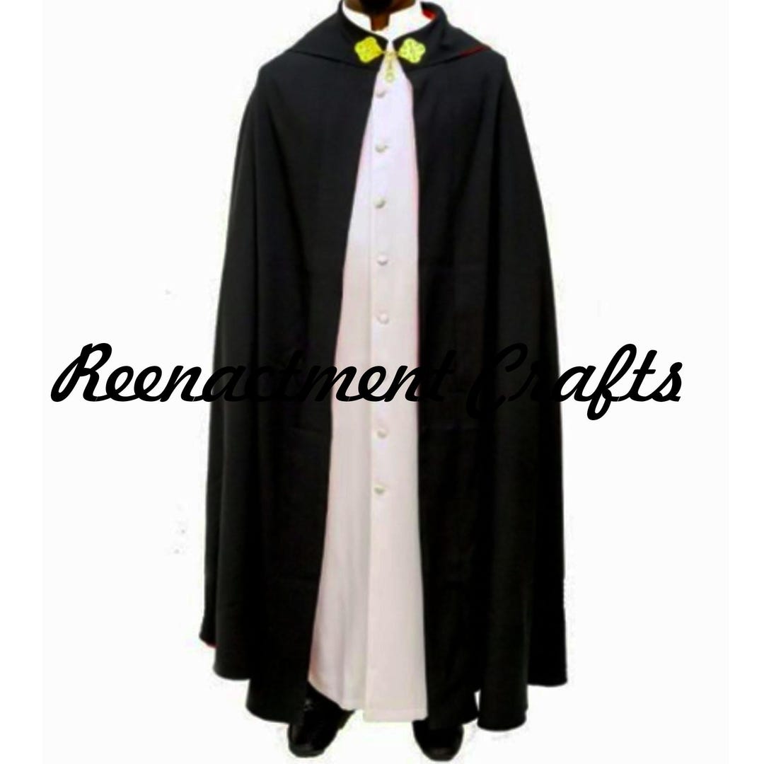 Black Priest Clergy Cloak: Church Clothing Wool Full Length Cloak - Etsy