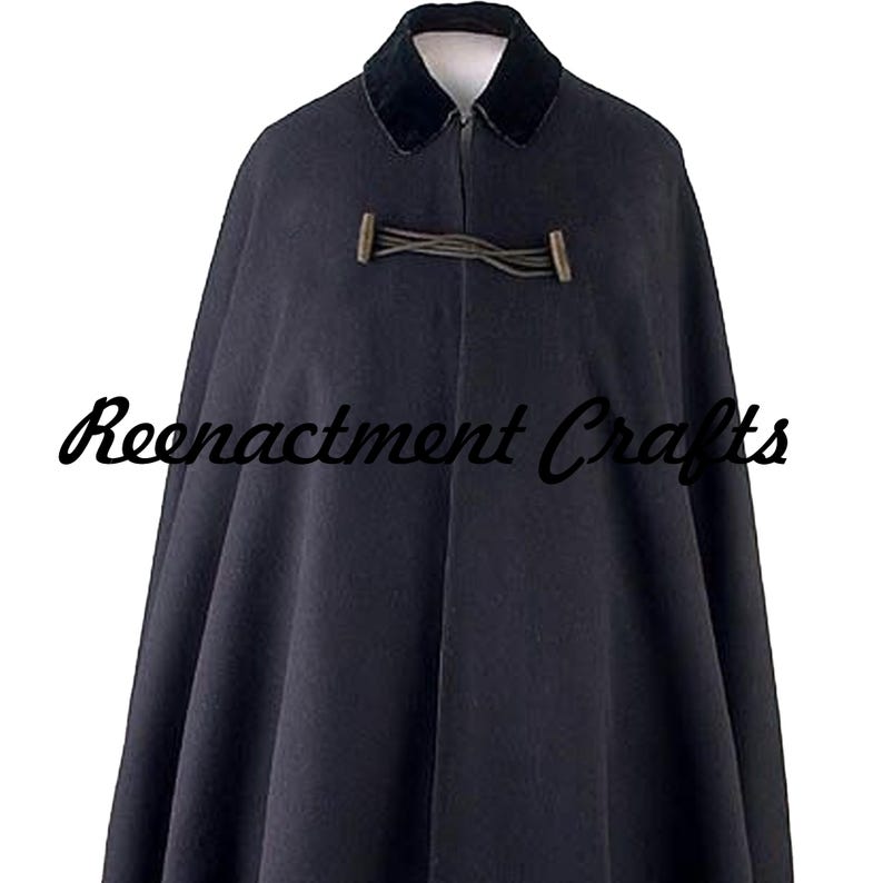 Men’s Medieval Navy Blue Wool Cloak – Renaissance Viking Style Full ...
