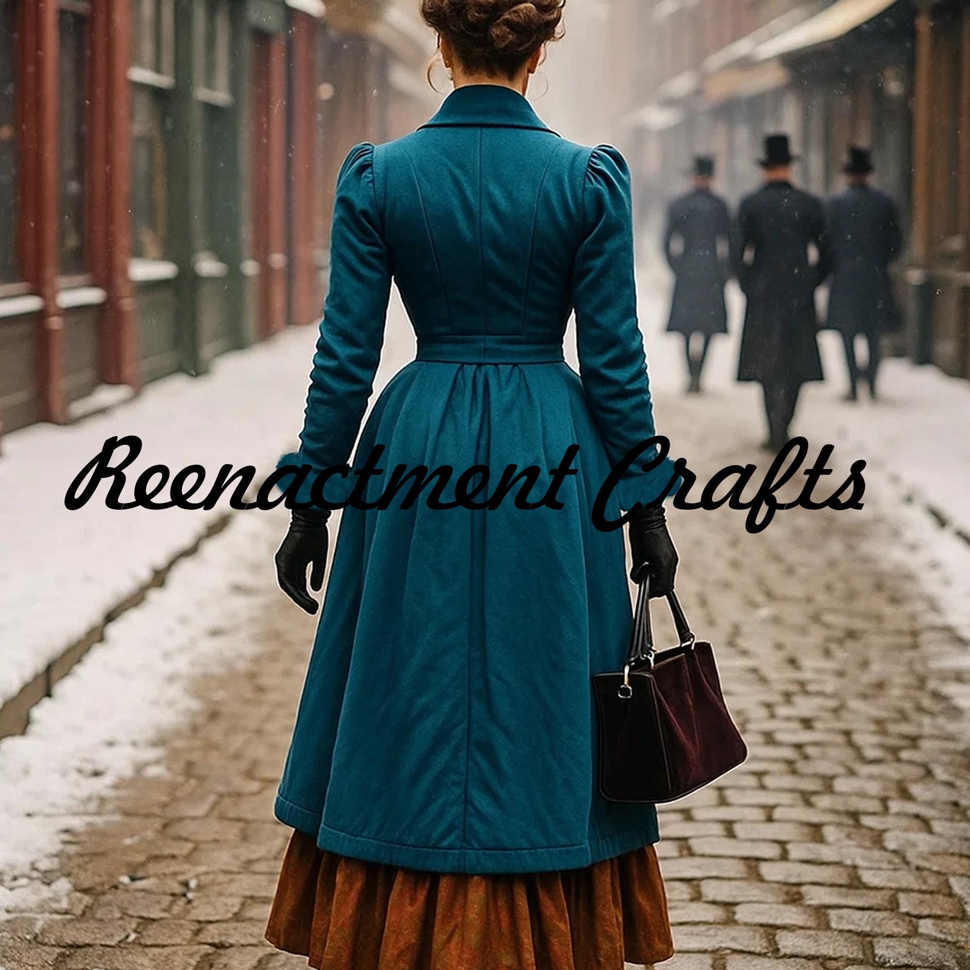 Victorian Walking Dress, Regency Outfit, Women Zinc Velvet Overcoat ...
