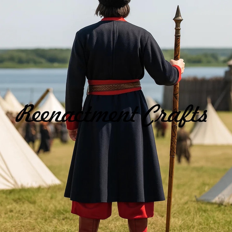 Traditional Cossack Chukka Coat – Navy Blue Wool Cossack National ...