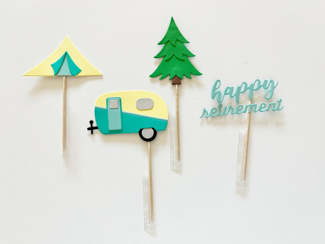Happy Camper Cupcake Toppers Birthday Party Camping Theme | Etsy