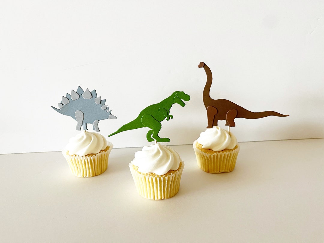 Dinosaur Cupcake Toppers, Palm Tree, Volcano Picks, Tyrannosaurus - Etsy