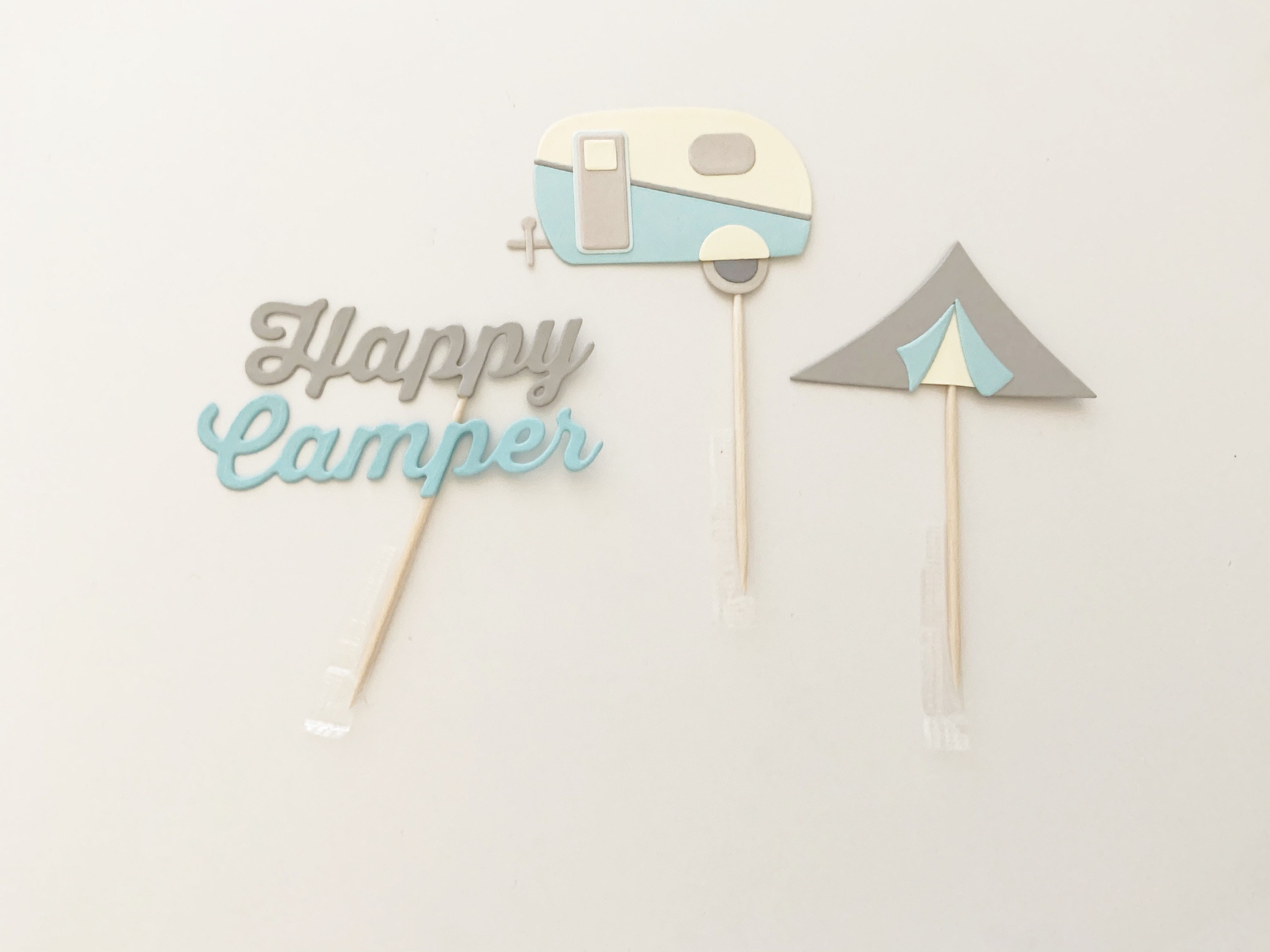 Happy Camper Cupcake Toppers Birthday Party Camping Theme - Etsy