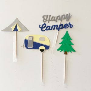 Happy Camper Cupcake Toppers Birthday Party Camping Theme - Etsy