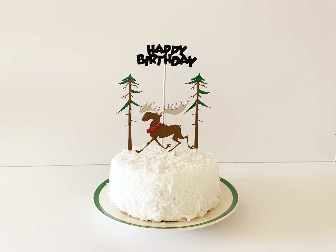 Moose Cake Topper, Moose and Tree Toppers, Birthday, Christmas - Etsy